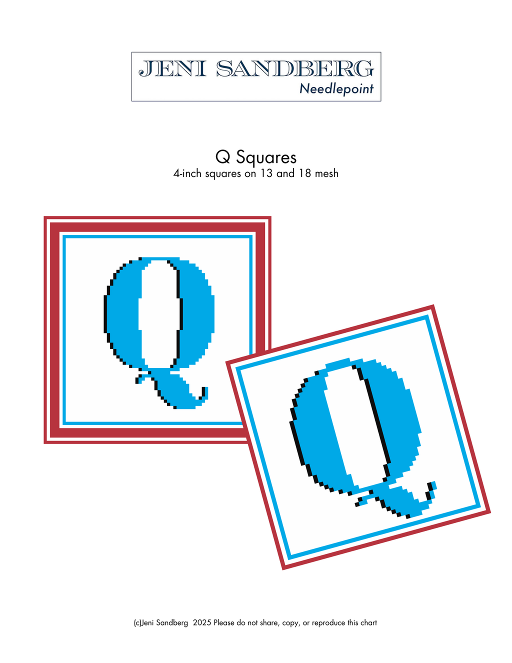Q Charts - Four-Inch Squares on 13 and 18 Mesh - Downloadable .pdf Cou ...
