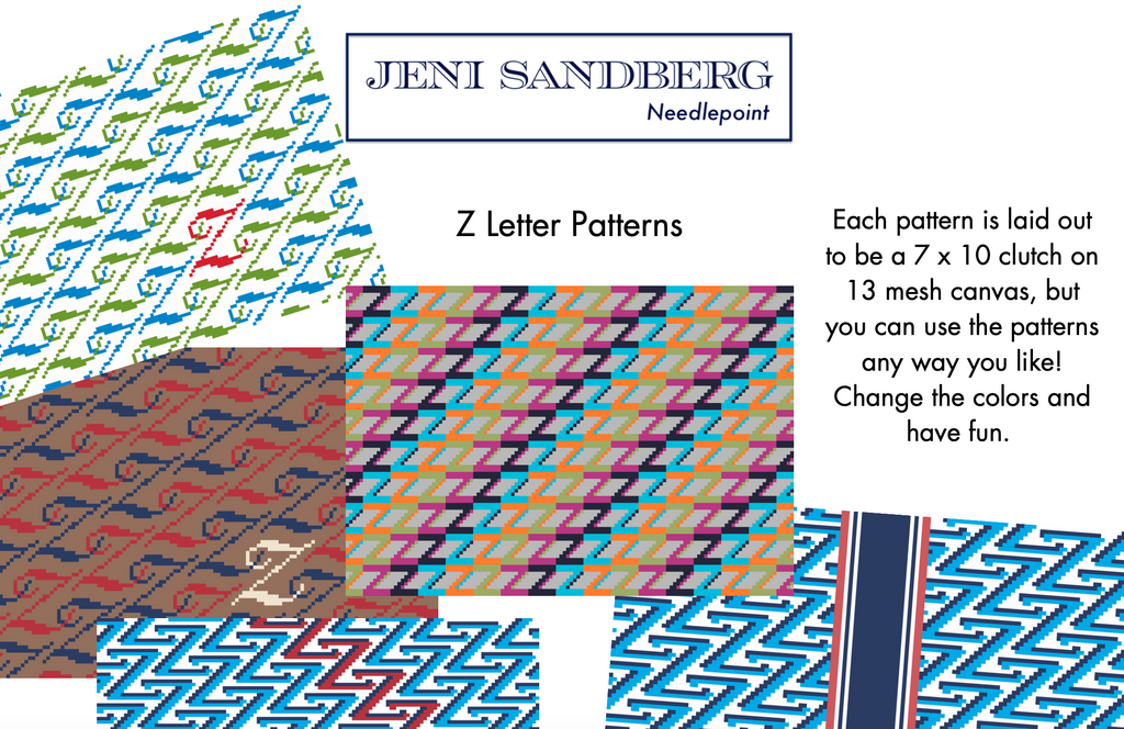Z Letter Patterns - Downloadable Charted Needlepoint Pattern - Clutch ...