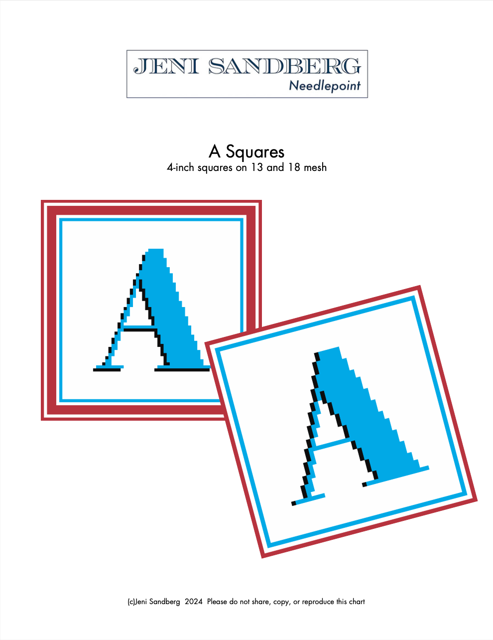 A Charts - Four-Inch Squares on 13 and 18 Mesh - Downloadable .pdf Cou ...