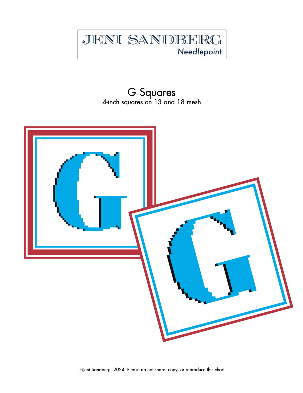 G Charts - Four-Inch Squares on 13 and 18 Mesh - Downloadable .pdf Cou ...