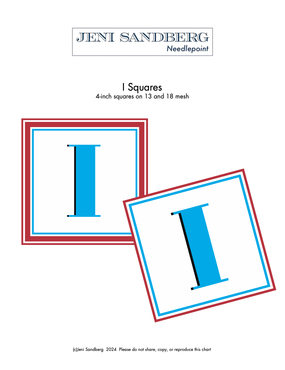 I Charts - Four-Inch Squares on 13 and 18 Mesh - Downloadable .pdf Cou ...