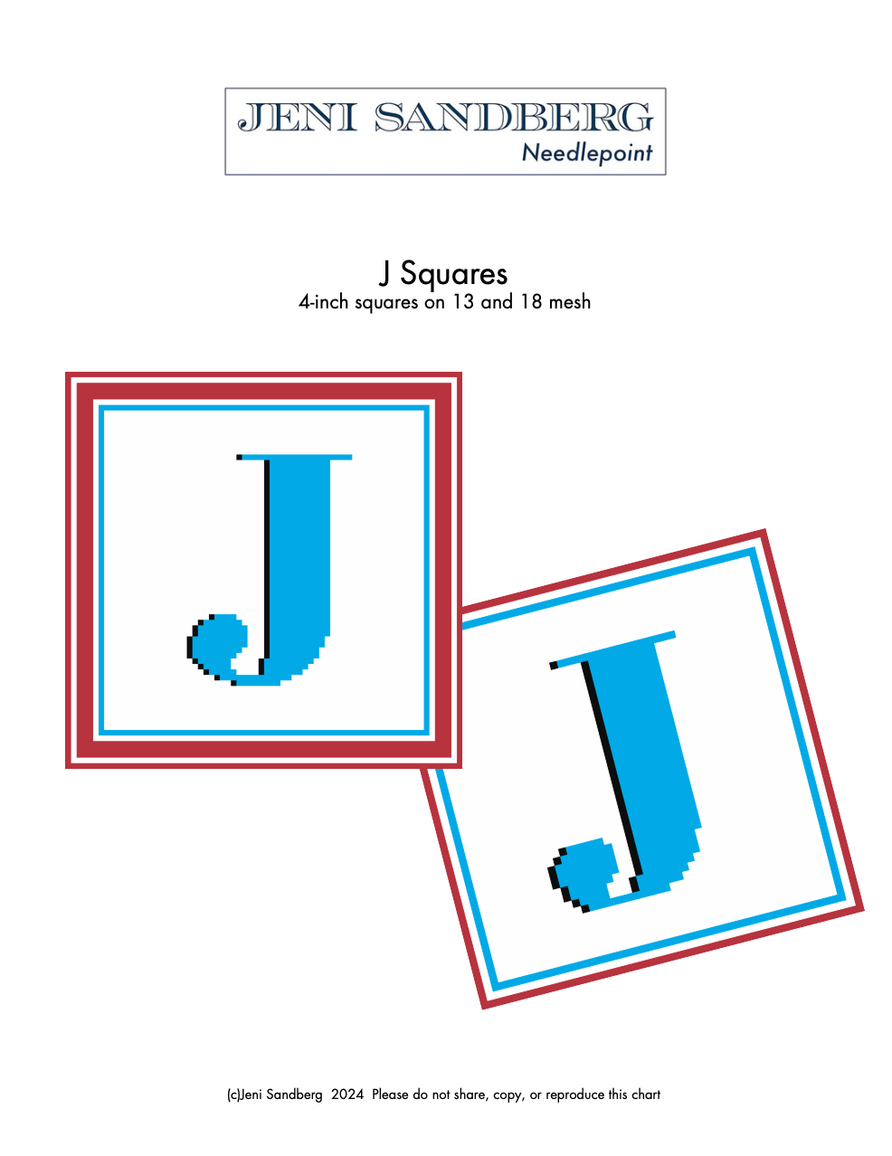 J Charts - Four-Inch Squares on 13 and 18 Mesh - Downloadable .pdf Cou ...