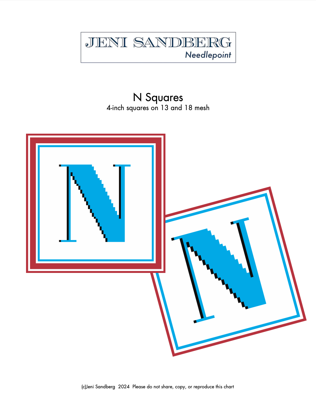 N Charts - Four-Inch Squares on 13 and 18 Mesh - Downloadable .pdf Cou ...