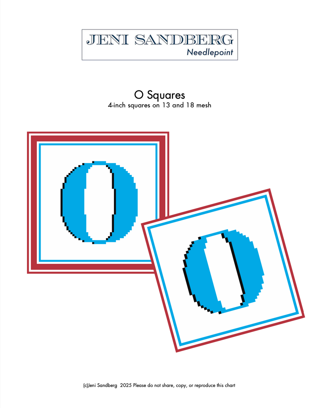 O Charts - Four-Inch Squares on 13 and 18 Mesh - Downloadable .pdf Cou ...